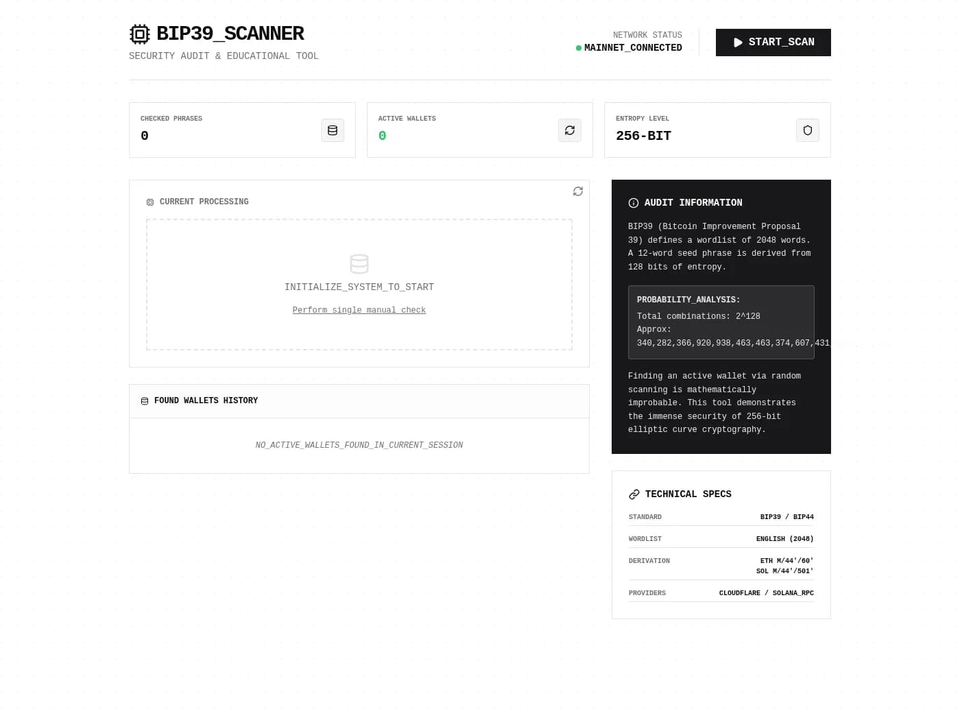 BIP39 Wallet Scanner