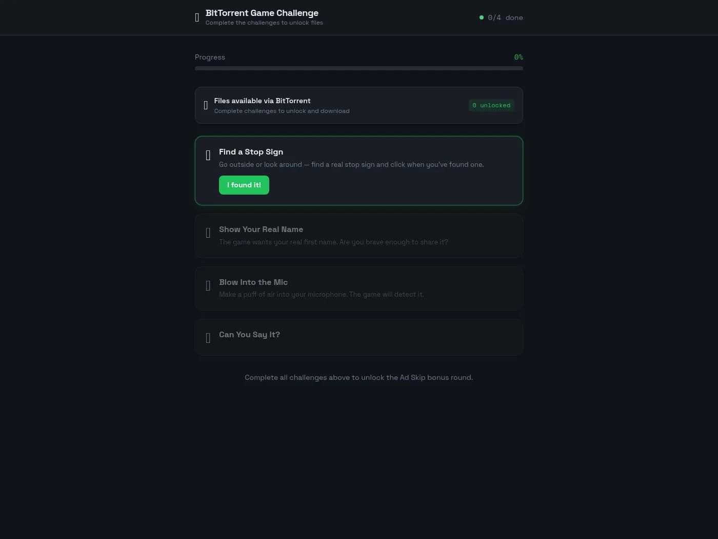 BitTorrent Game Challenge