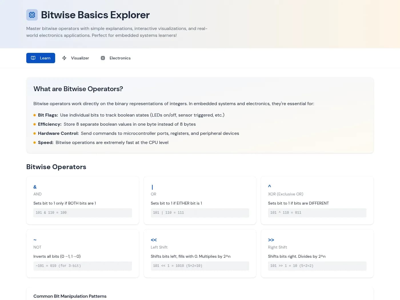Bitwise Basics Explorer