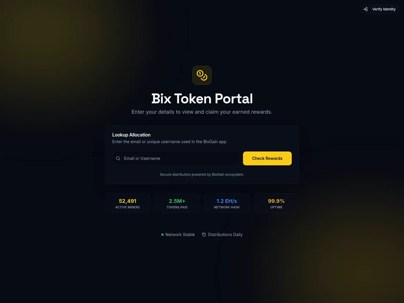 Bix Token Reward Portal