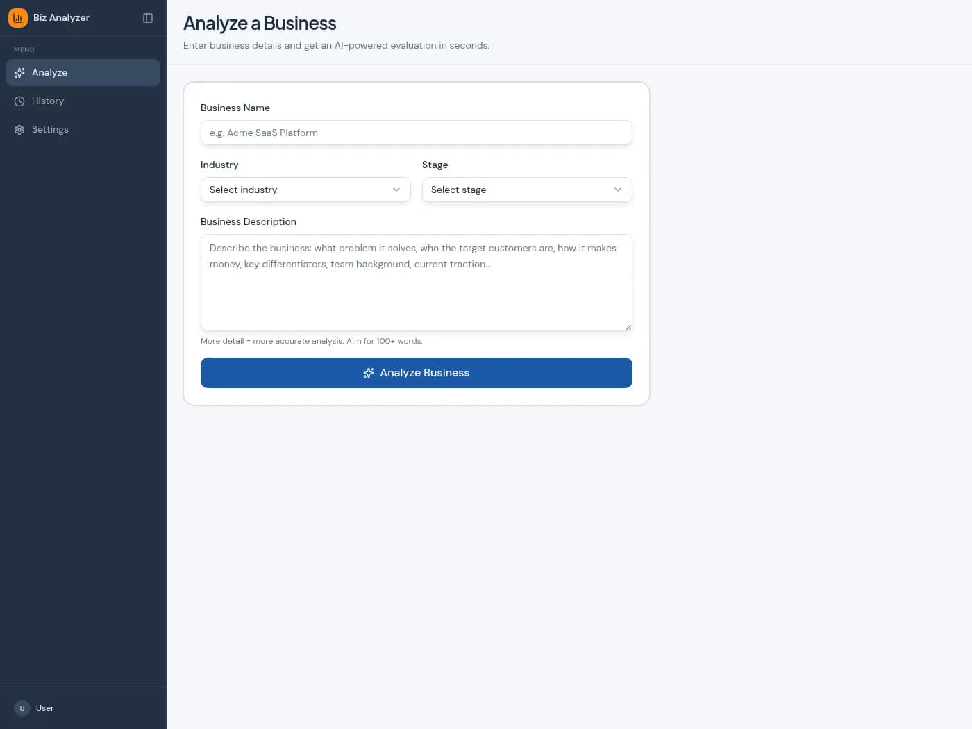 Biz Analyzer App
