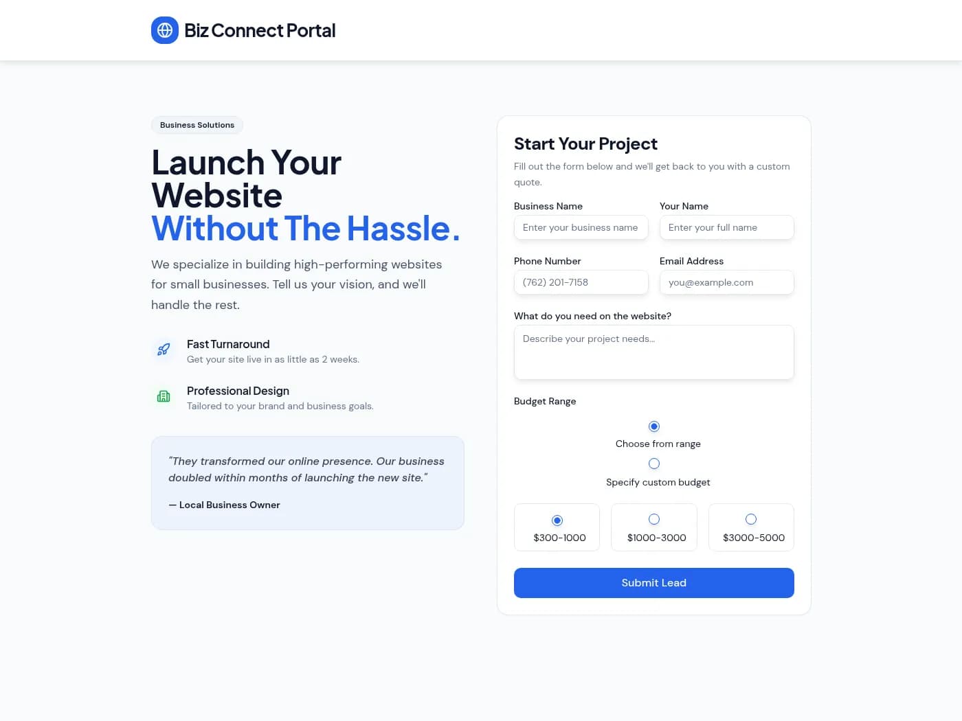Biz Connect Portal