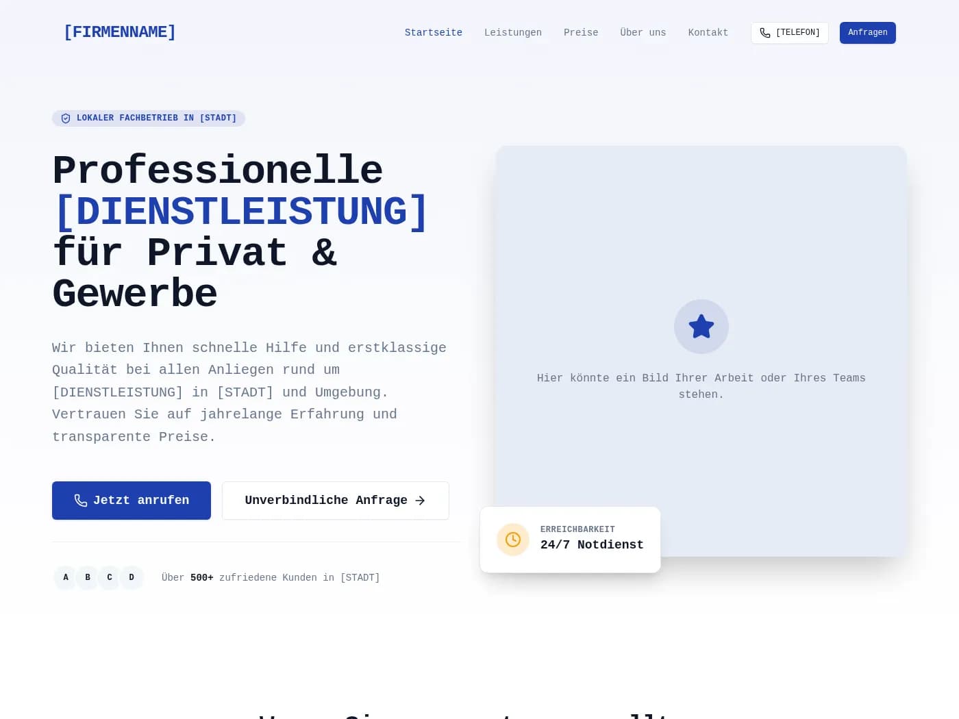 Dienstleister Business Webseite