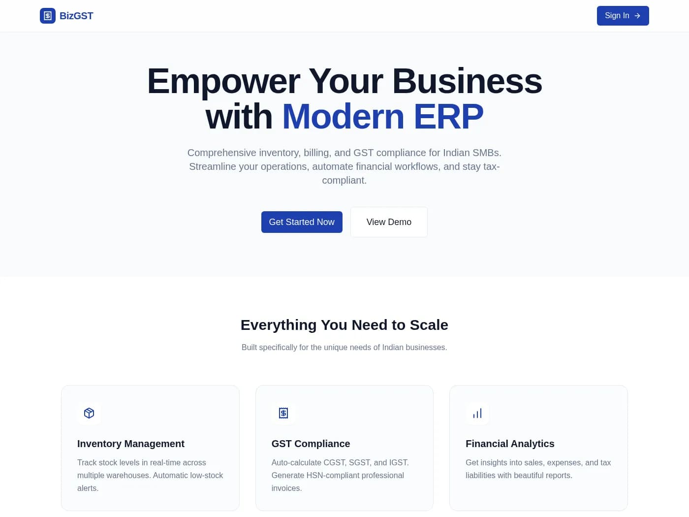 BizGST ERP Suite