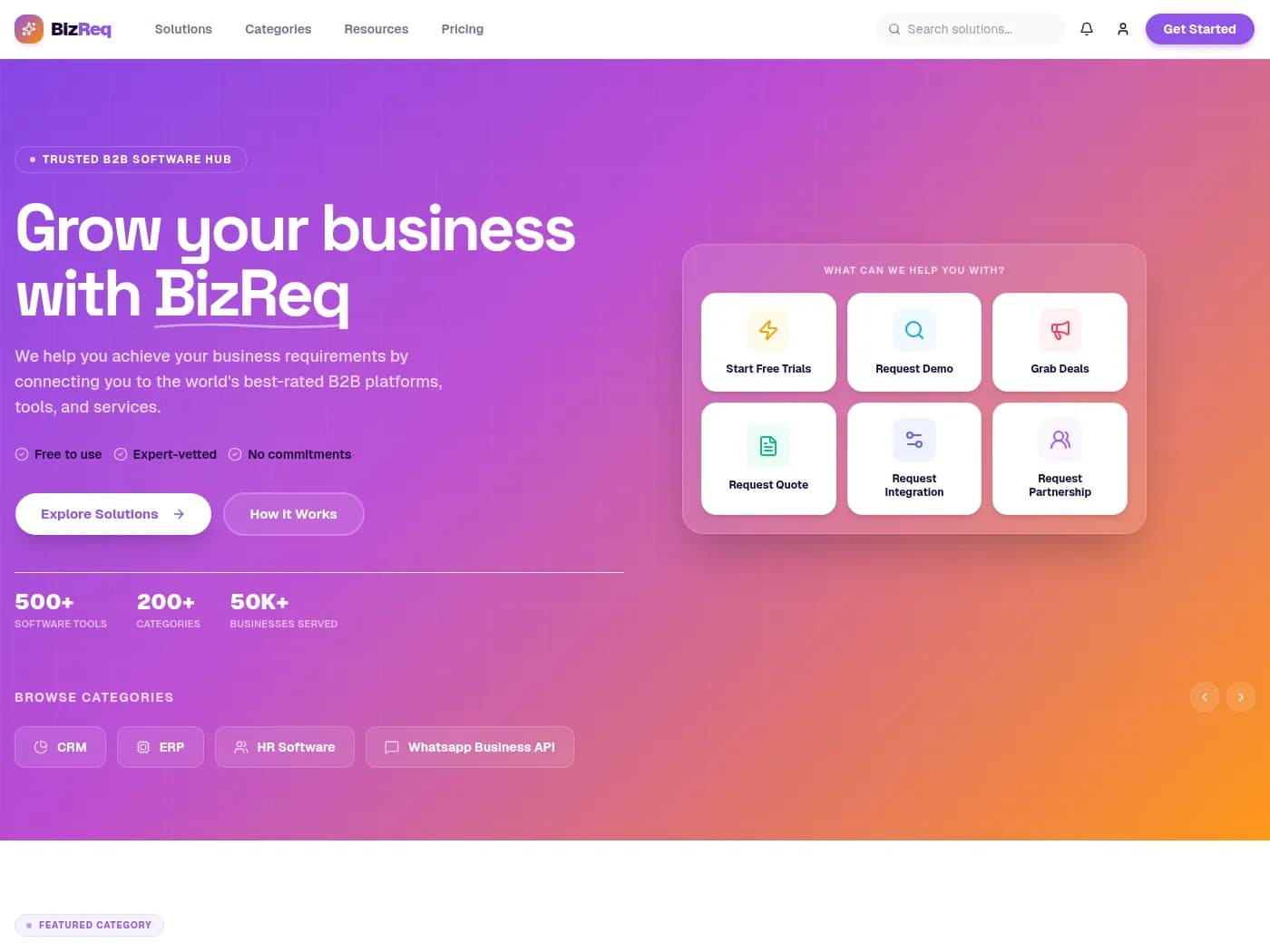 BizReq Landing Hub
