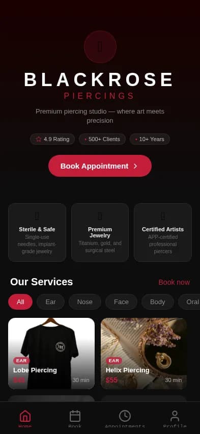 Blackrose Piercings Booking