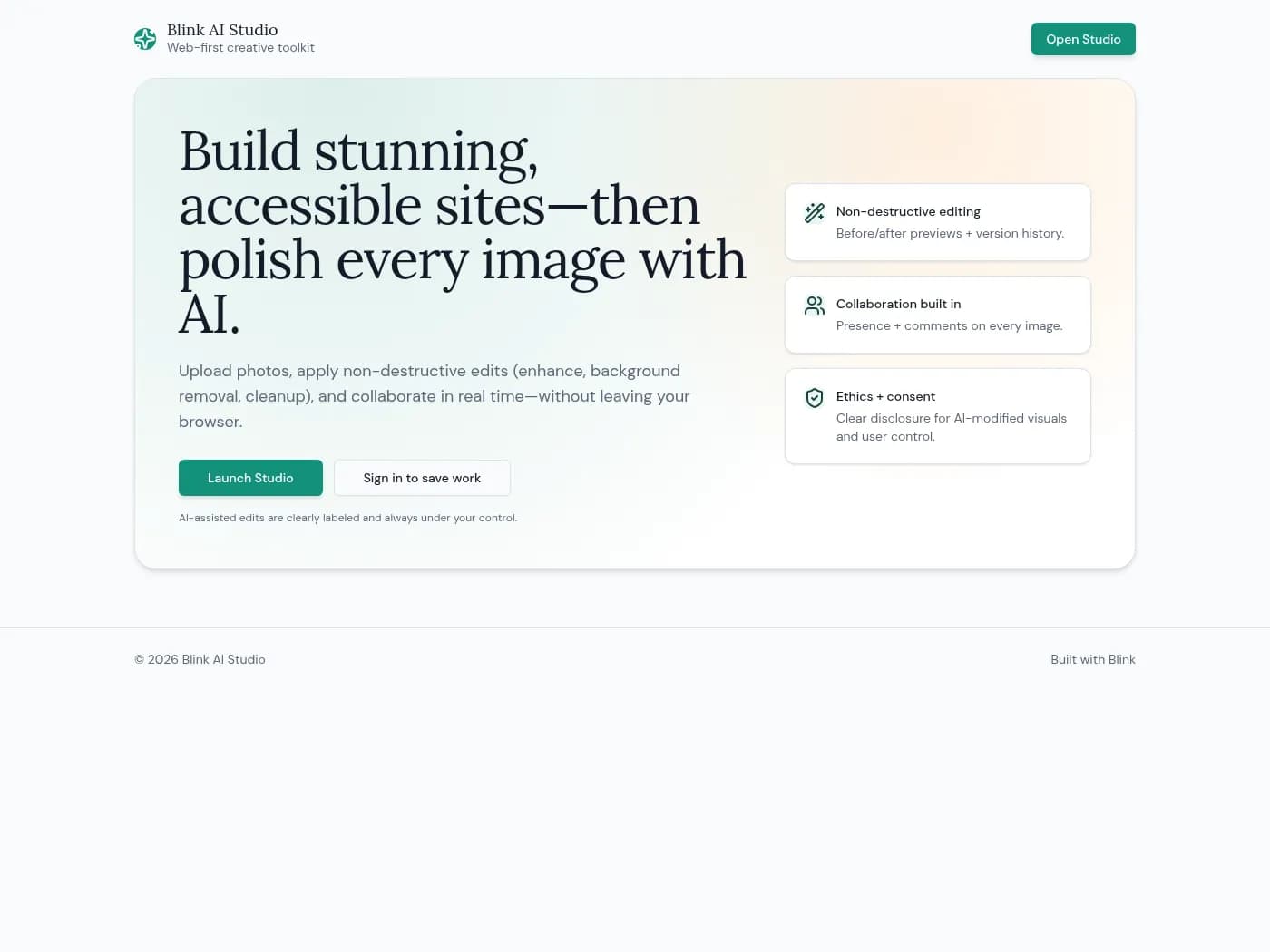 Blink Web AI Studio