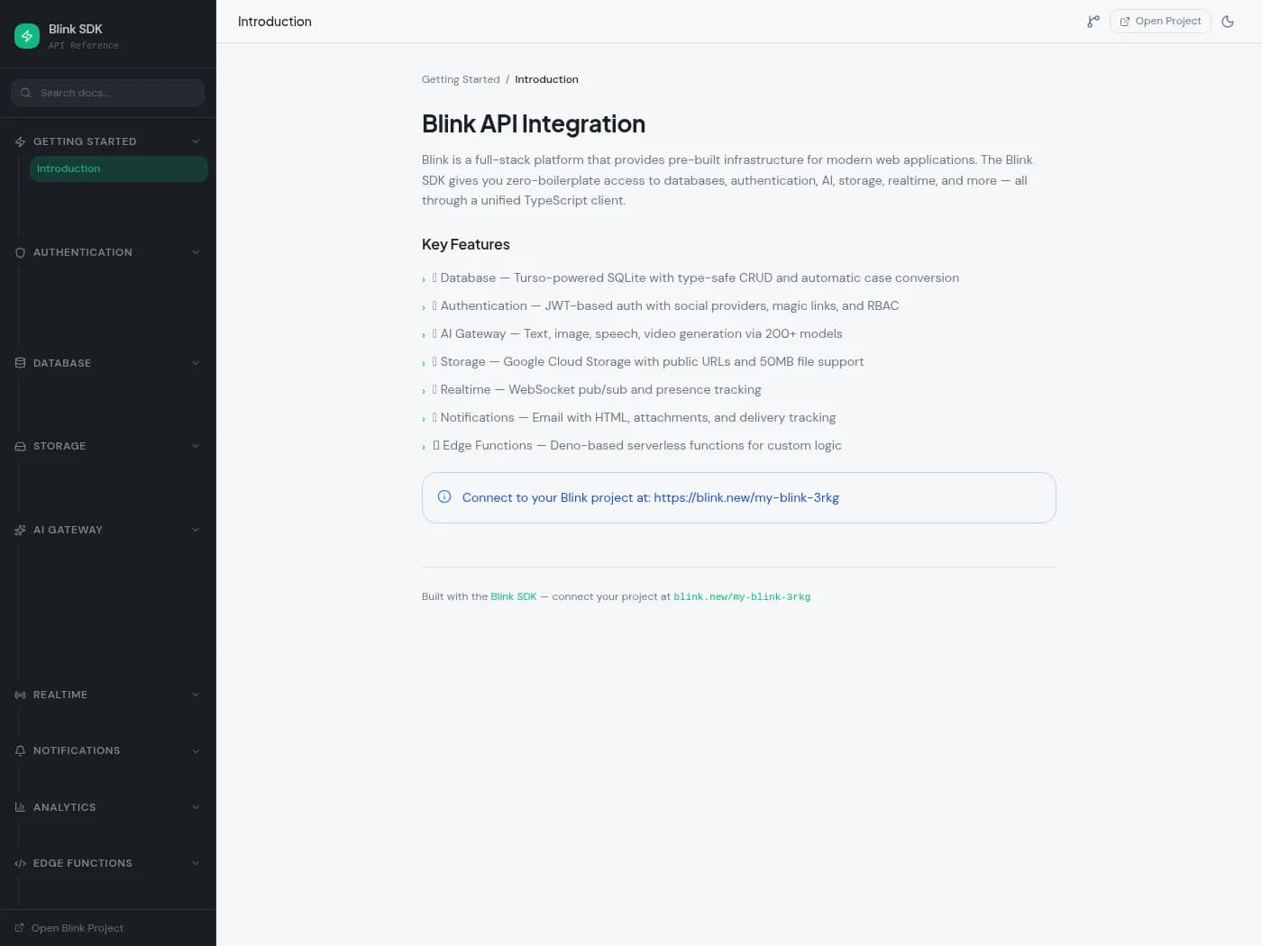Blink API Integration Docs