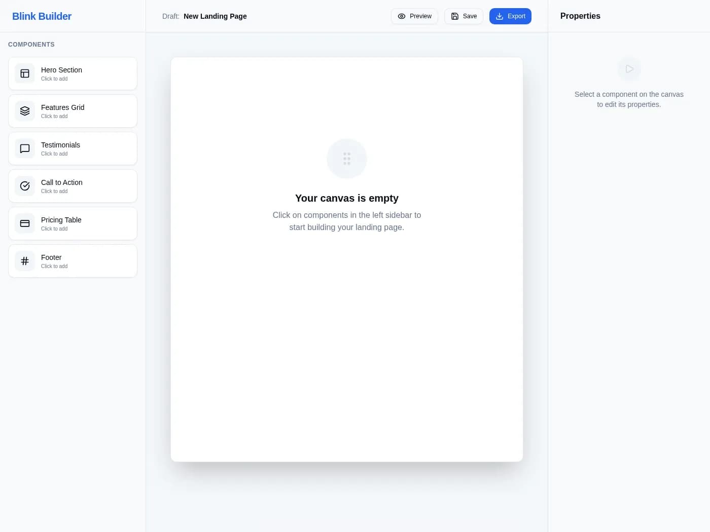 Blink Landing Builder