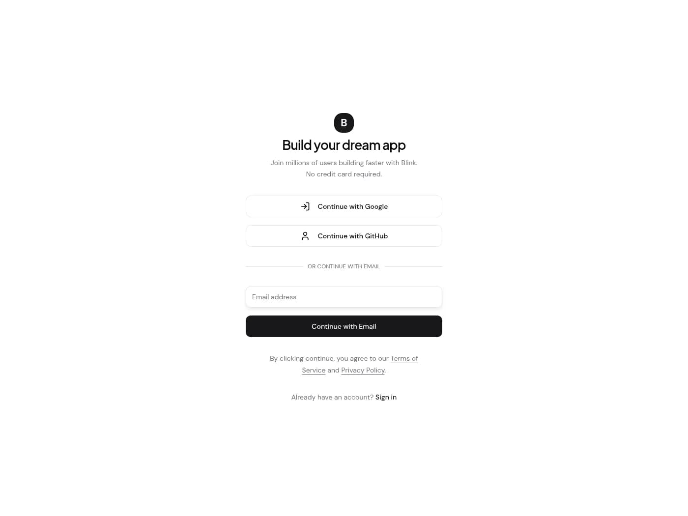 Blink AI Sign-Up