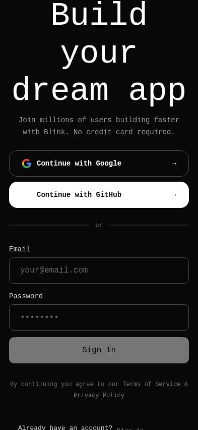 Blink Productivity Sign-Up