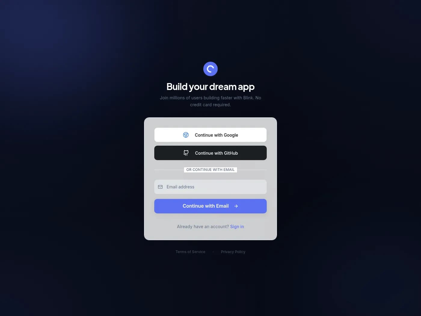 Blink Quick Signup
