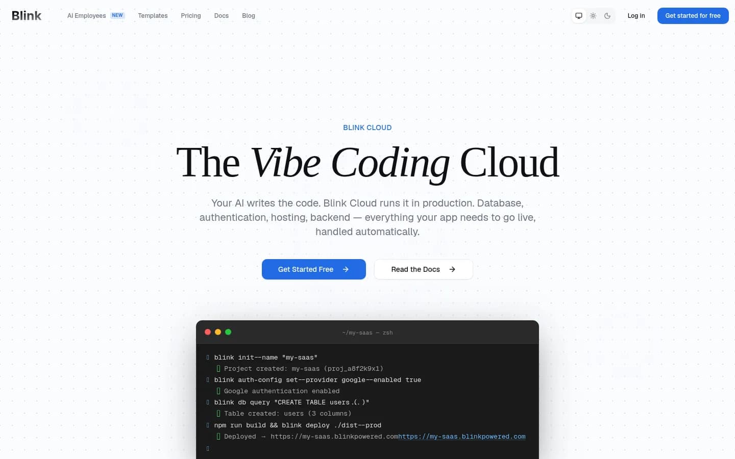 Blink Cloud — full-stack infrastructure as an MCP for Cursor