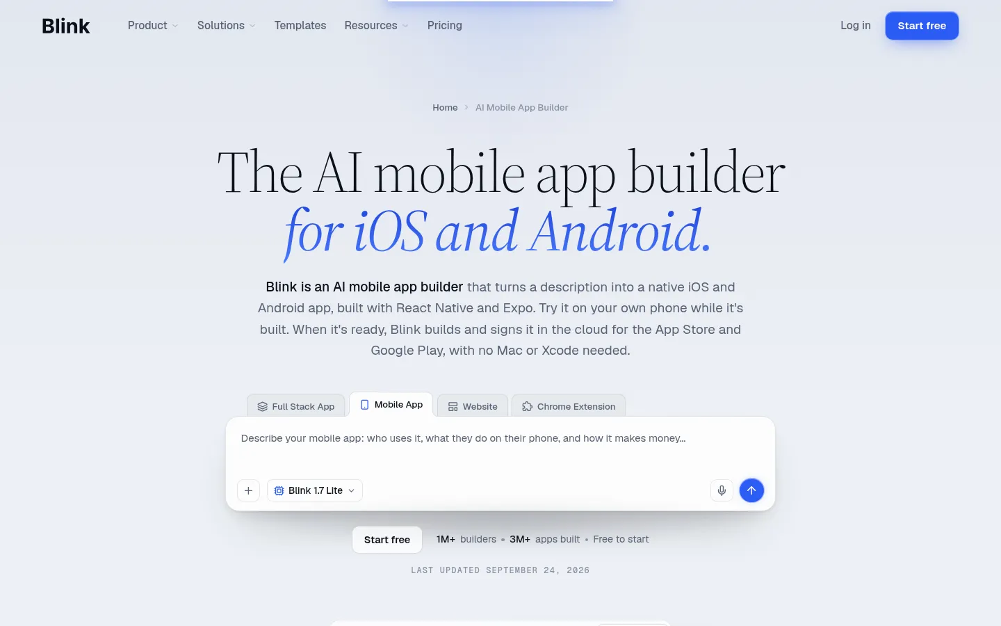 Blink AI mobile app builder