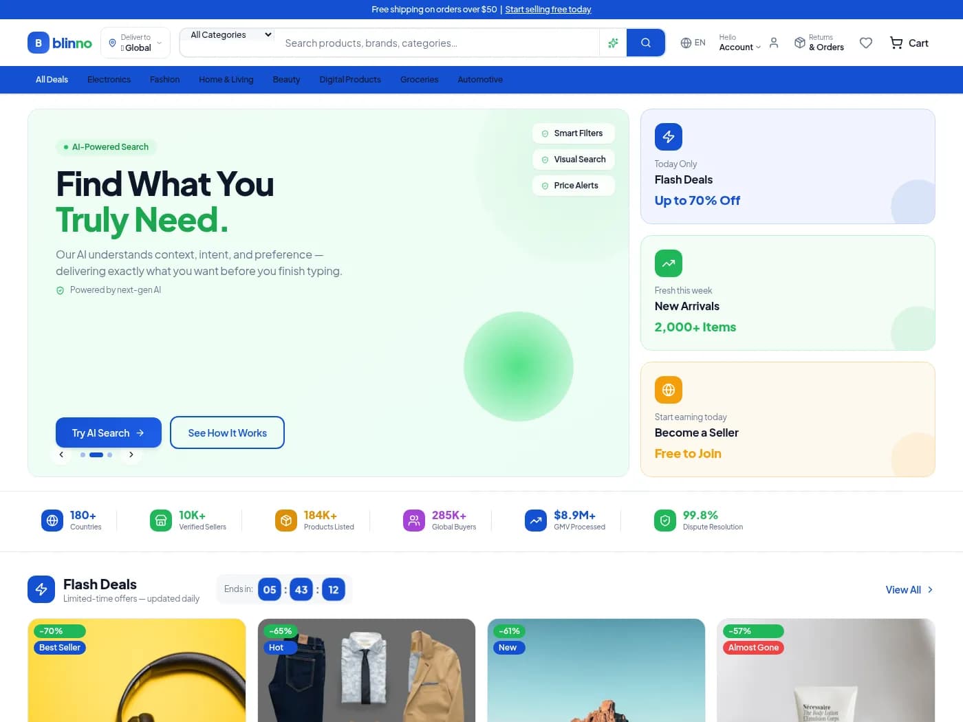 Blinno Marketplace Homepage