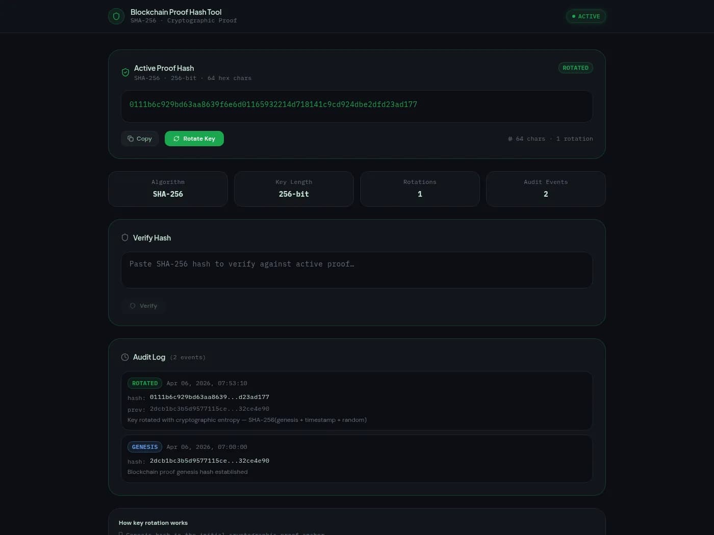 Blockchain Proof Hash Tool
