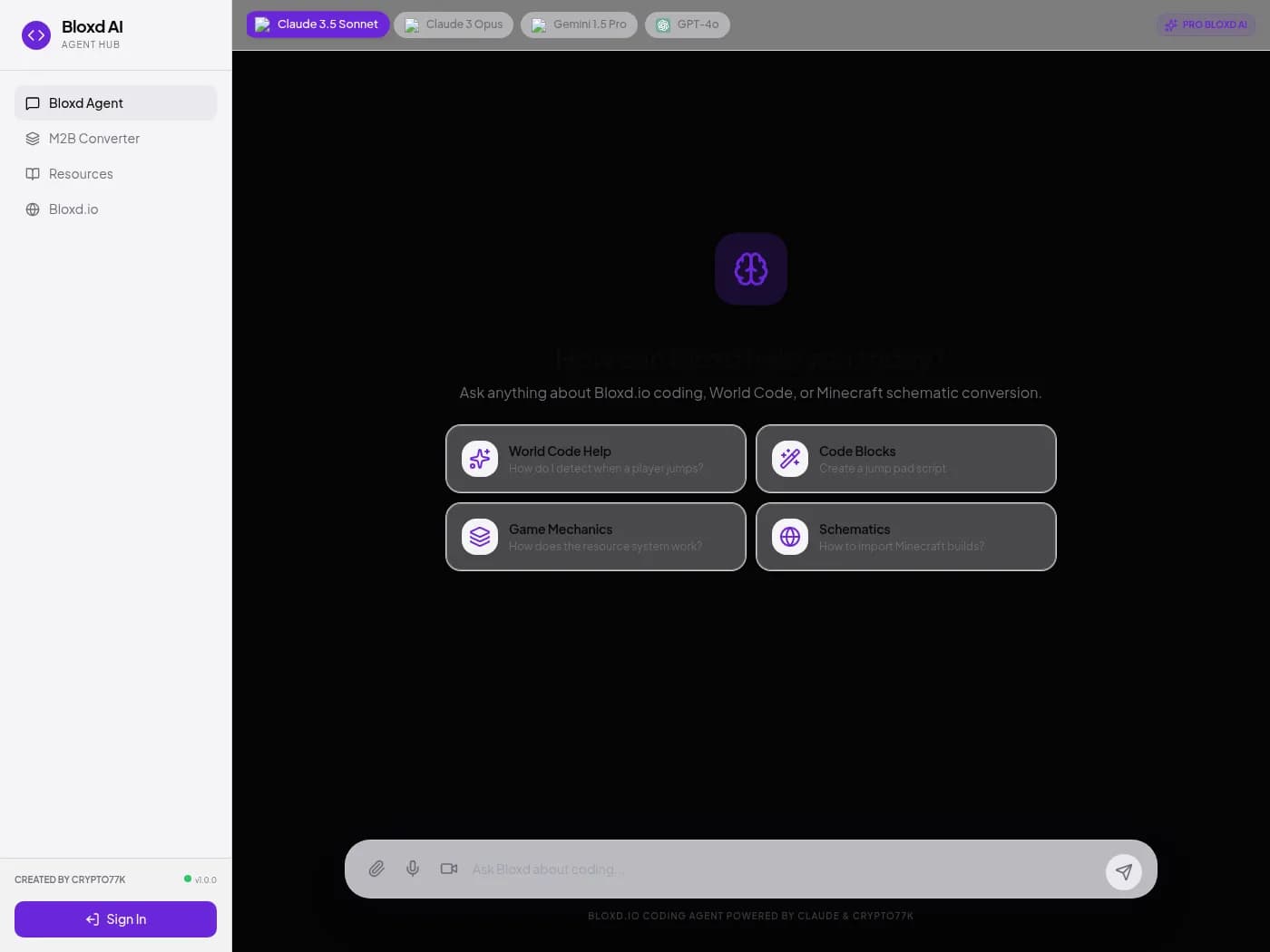 Bloxd AI Agent Hub