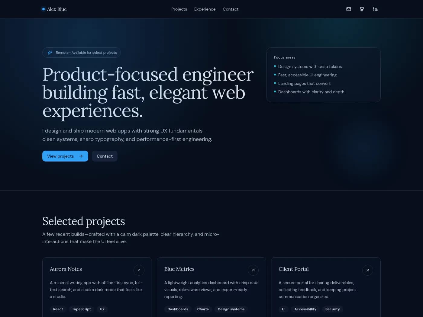 Blue Portfolio Site