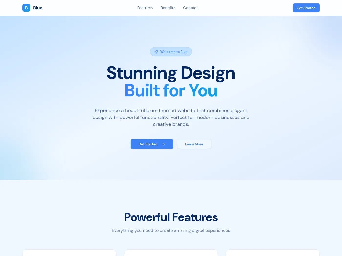 Blue Theme Webpage