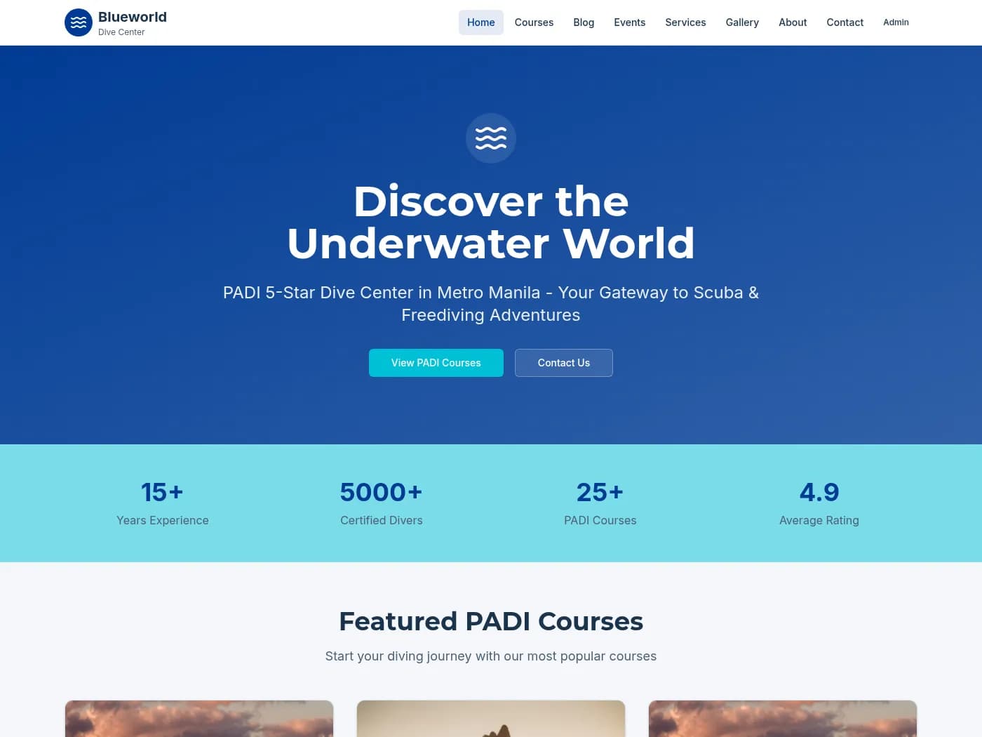 Blueworld Dive CMS