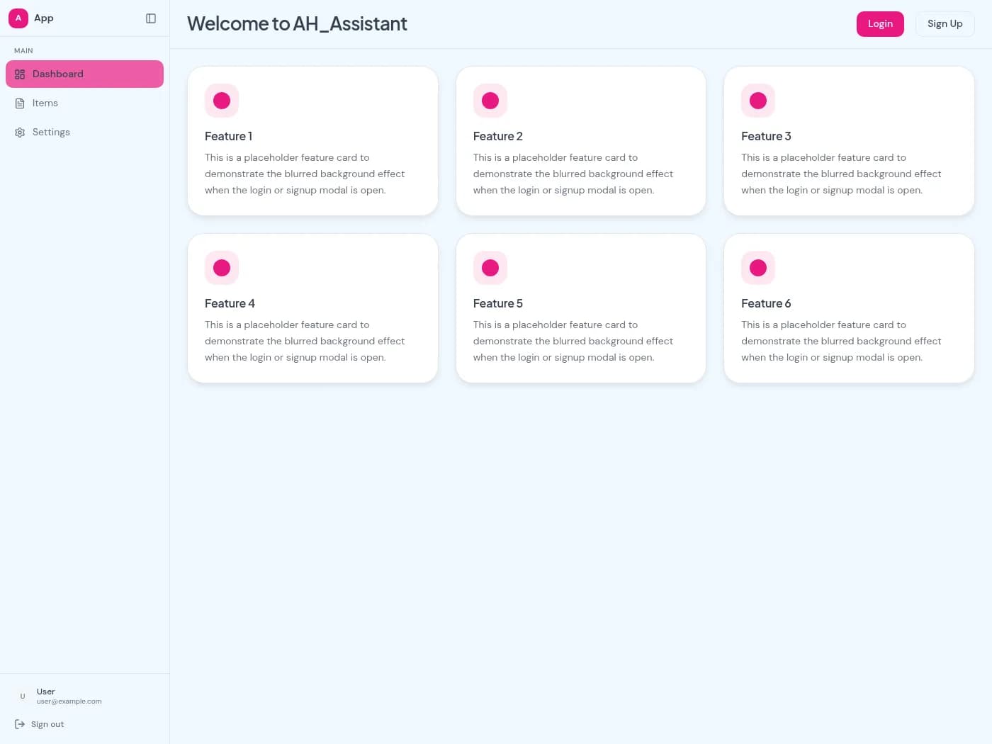 Blurred Auth Modals