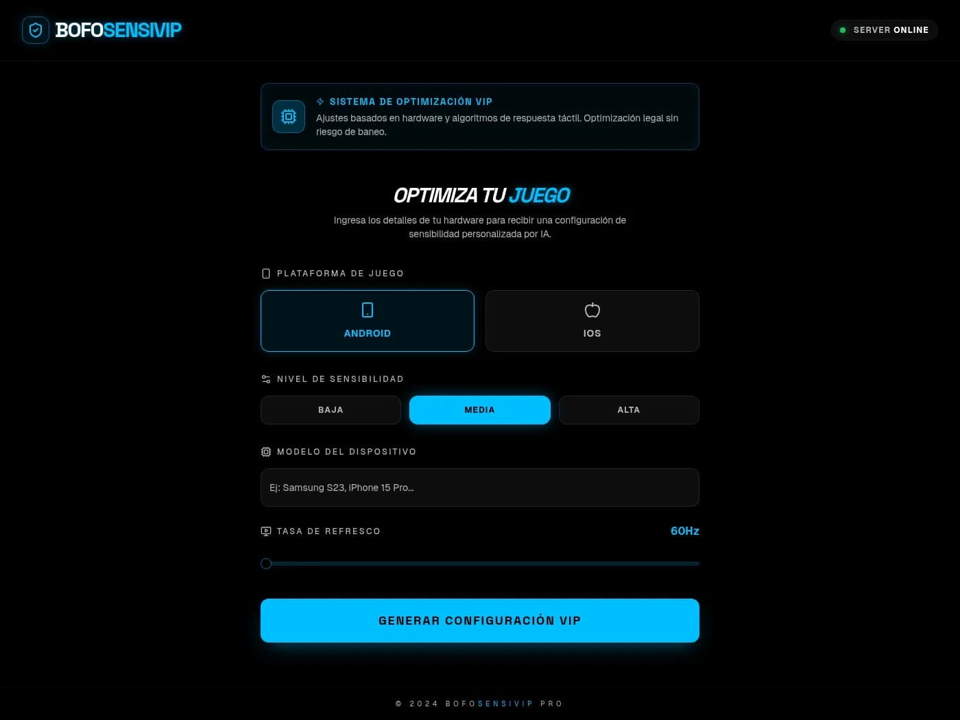 Bofosensivip Gaming Configurator
