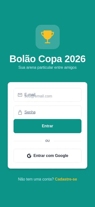 Bolão Copa 2026 App