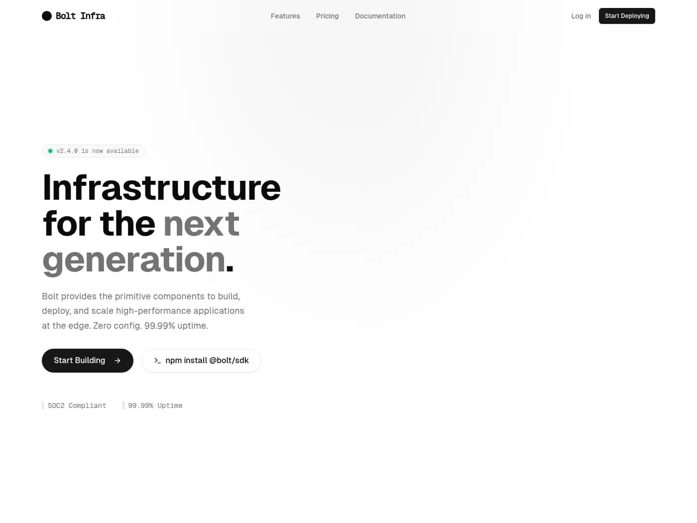 Bolt Infra Landing