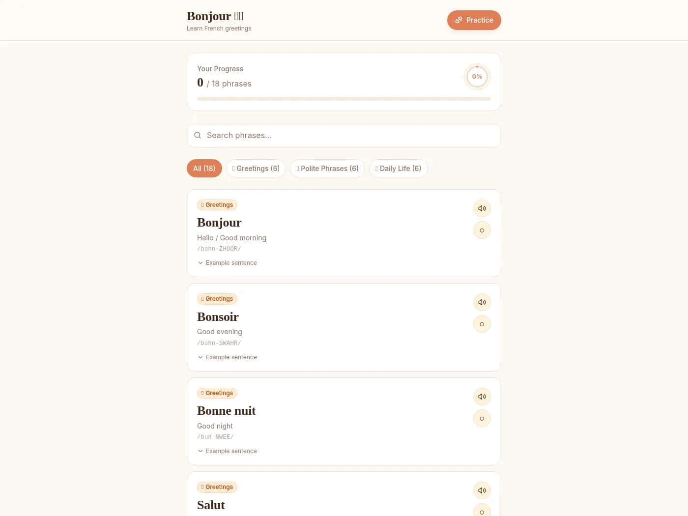 Bonjour Greetings App