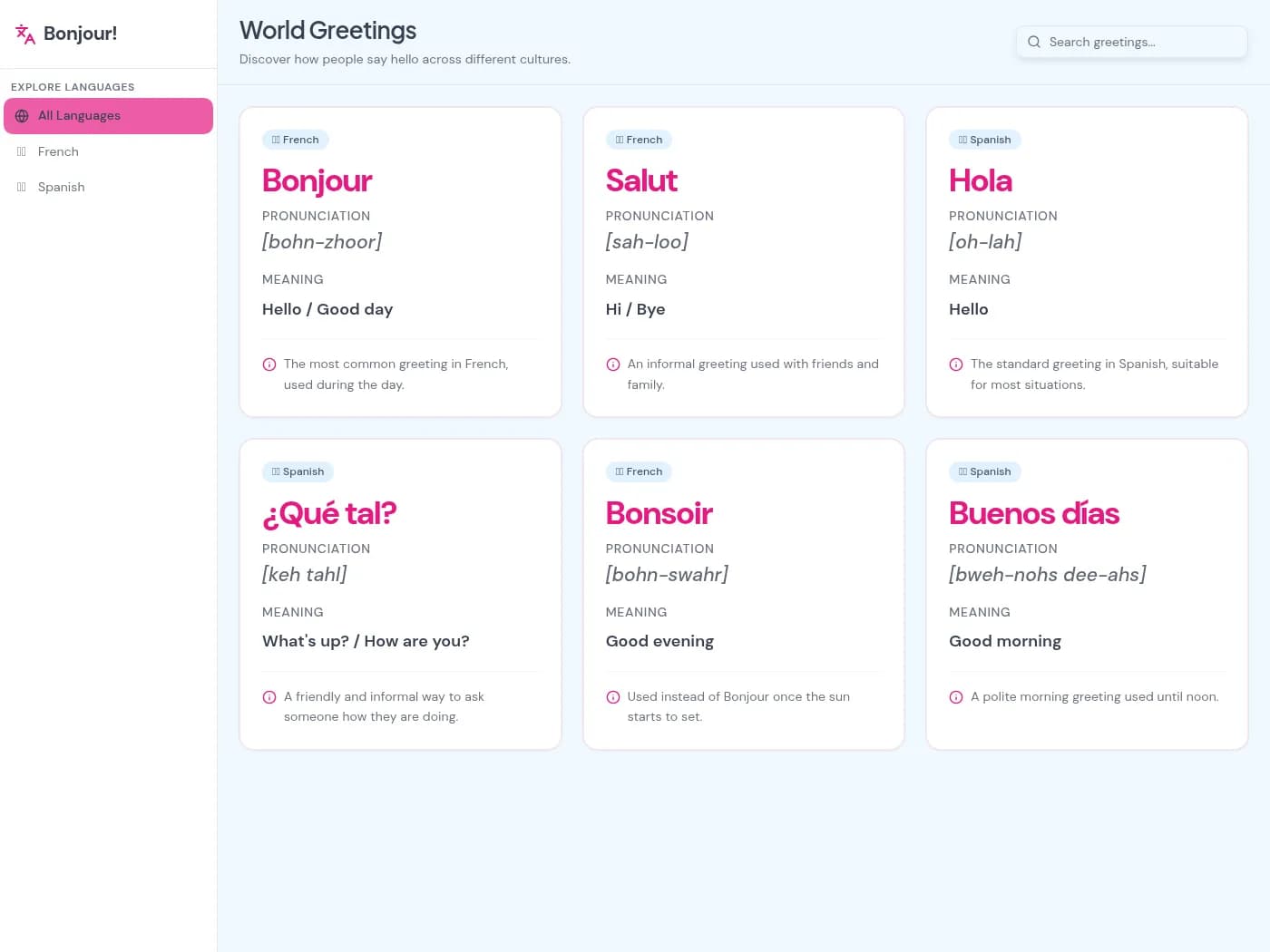 Bonjour Greetings App