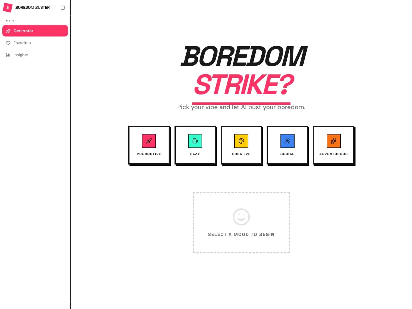 Boredom Buster App