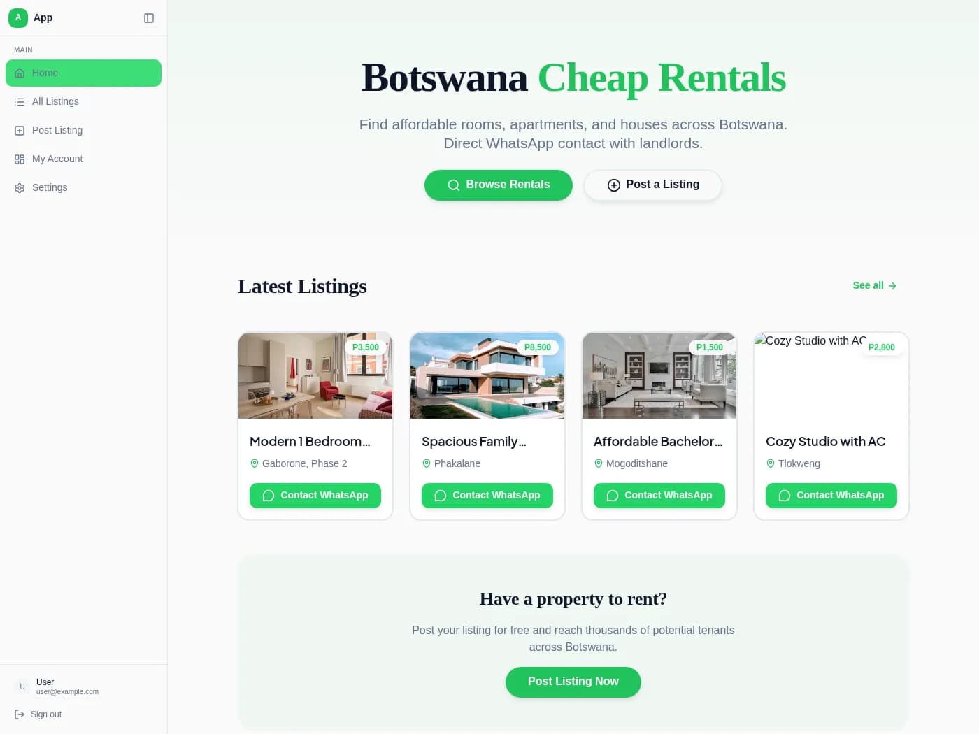 Botswana Cheap Rentals