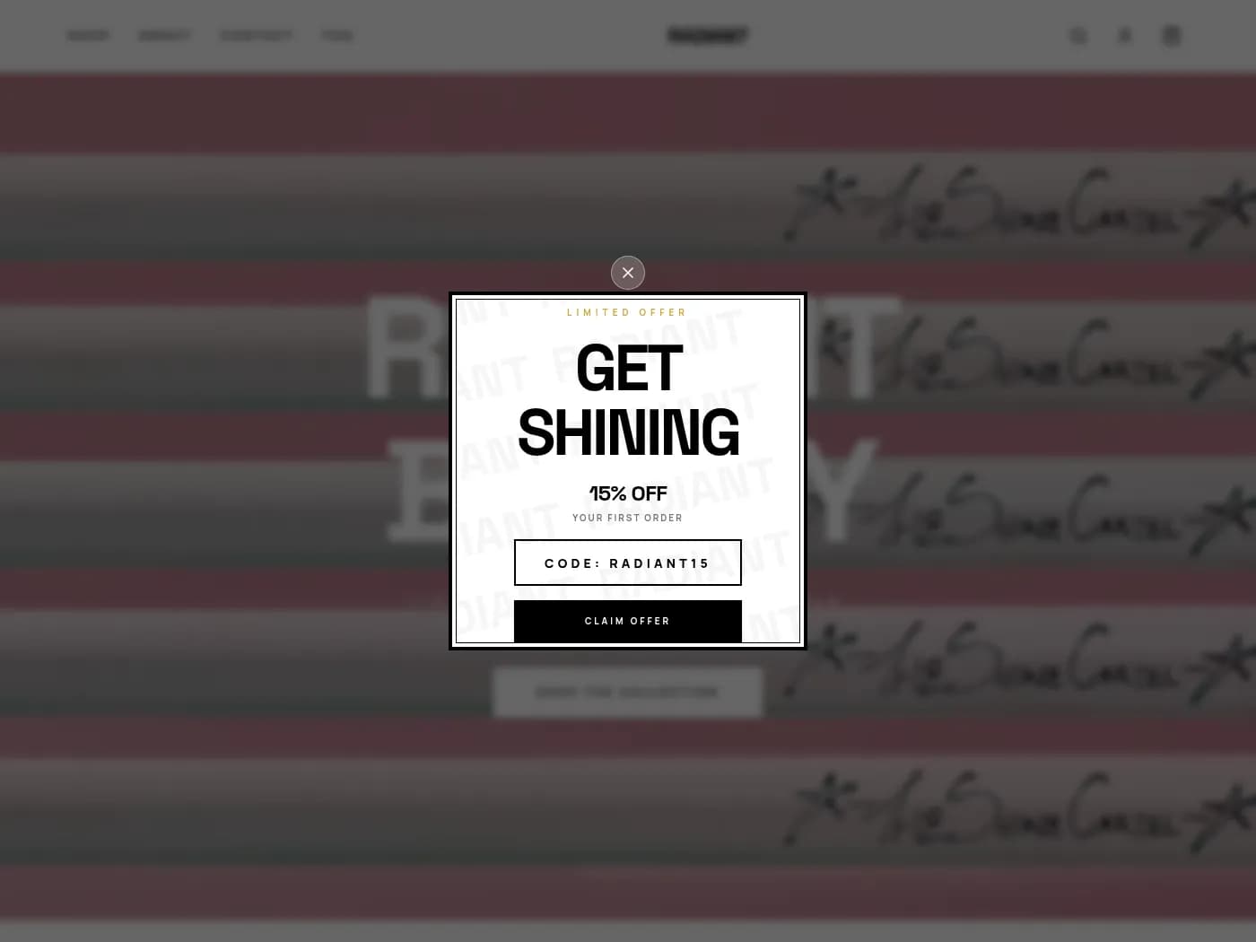 Radiant Boutique Website