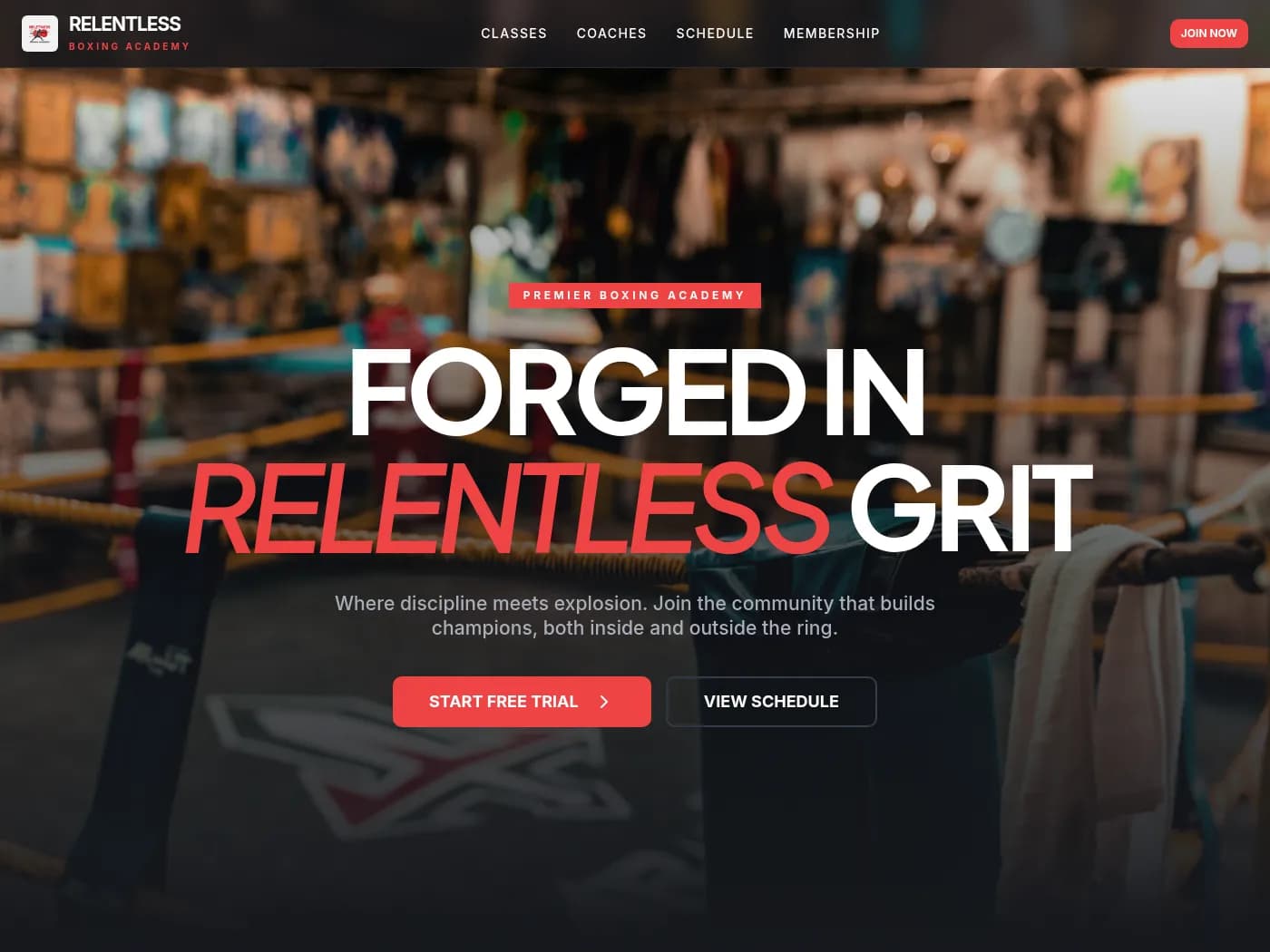 Relentless Boxing Academy Site