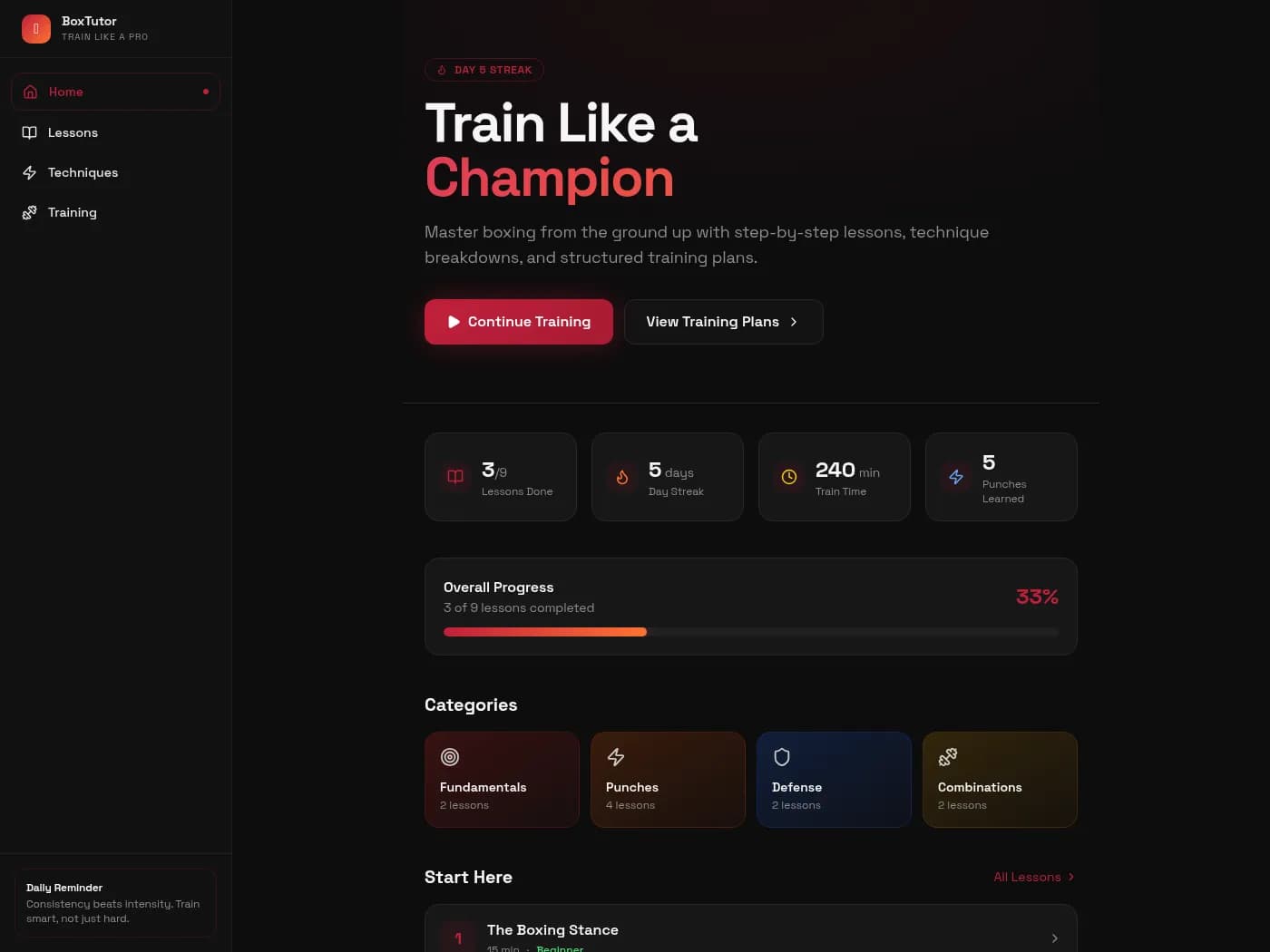 Boxing Tutor App