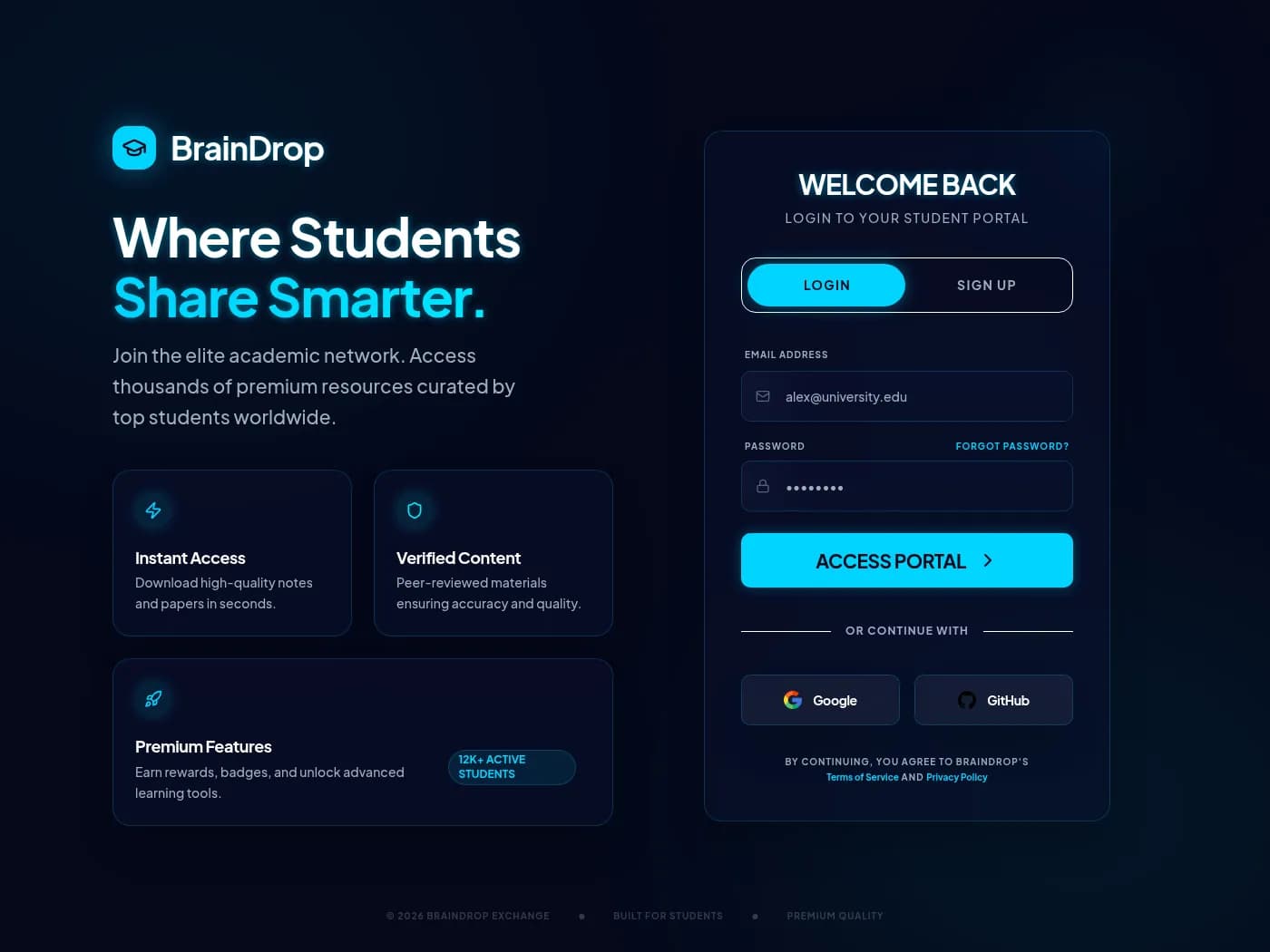 BrainDrop Exchange UI