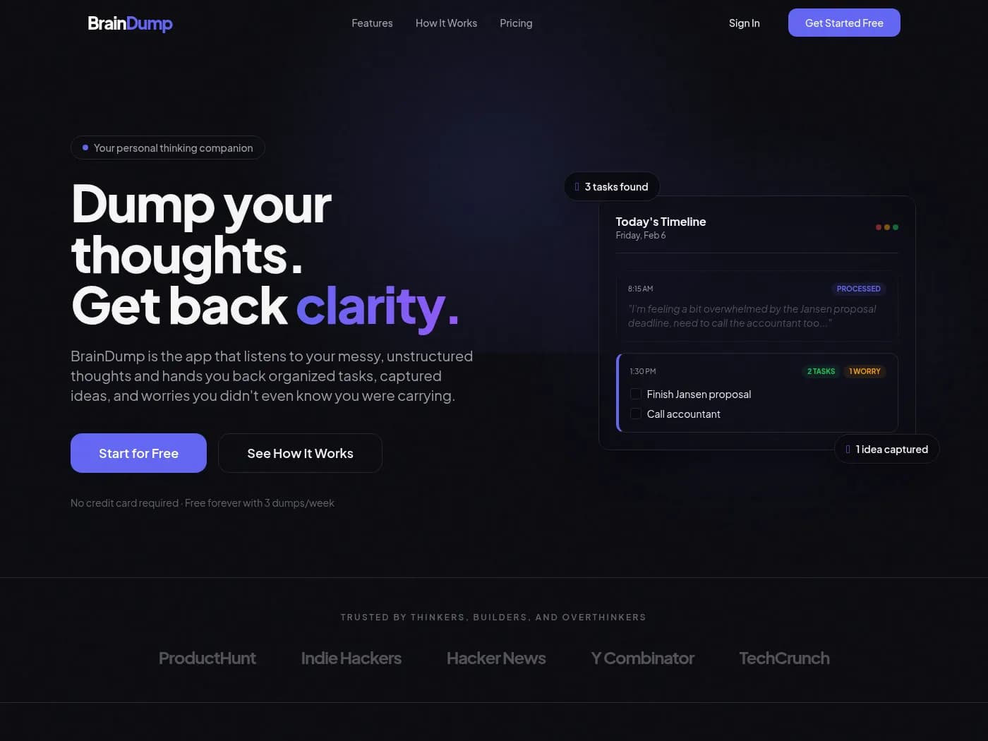 BrainDump Landing Page