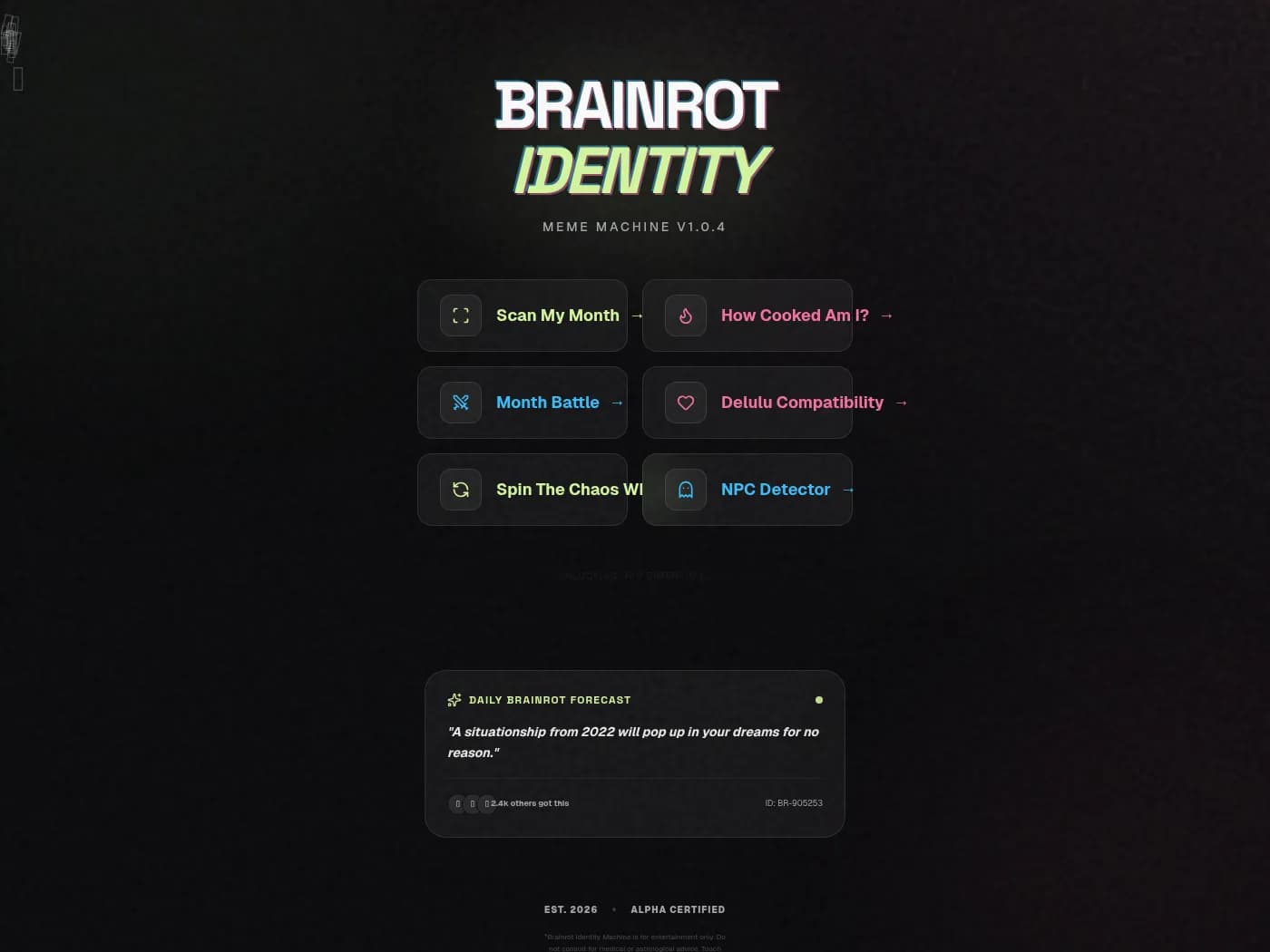 Brainrot Identity Machine