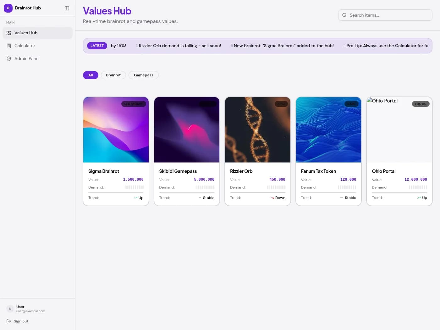 Brainrot Values Hub