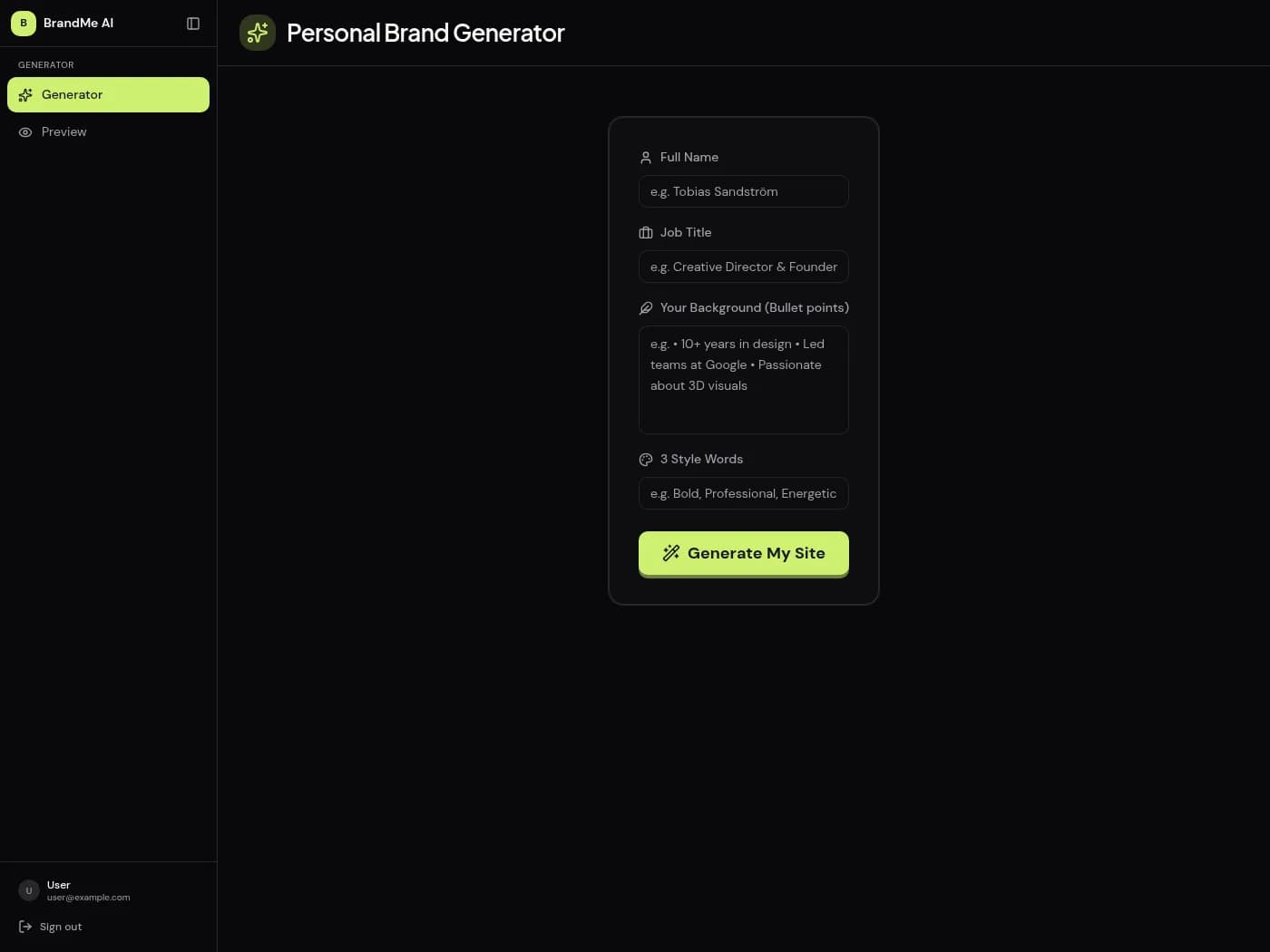 BrandMe AI Site Builder