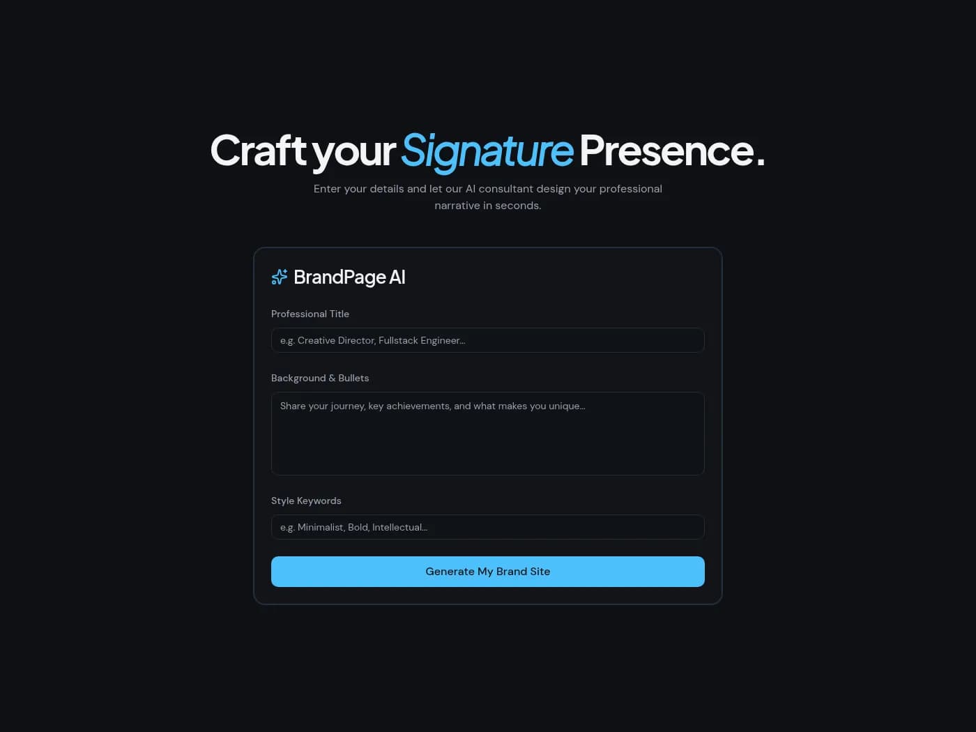 BrandPage AI Generator