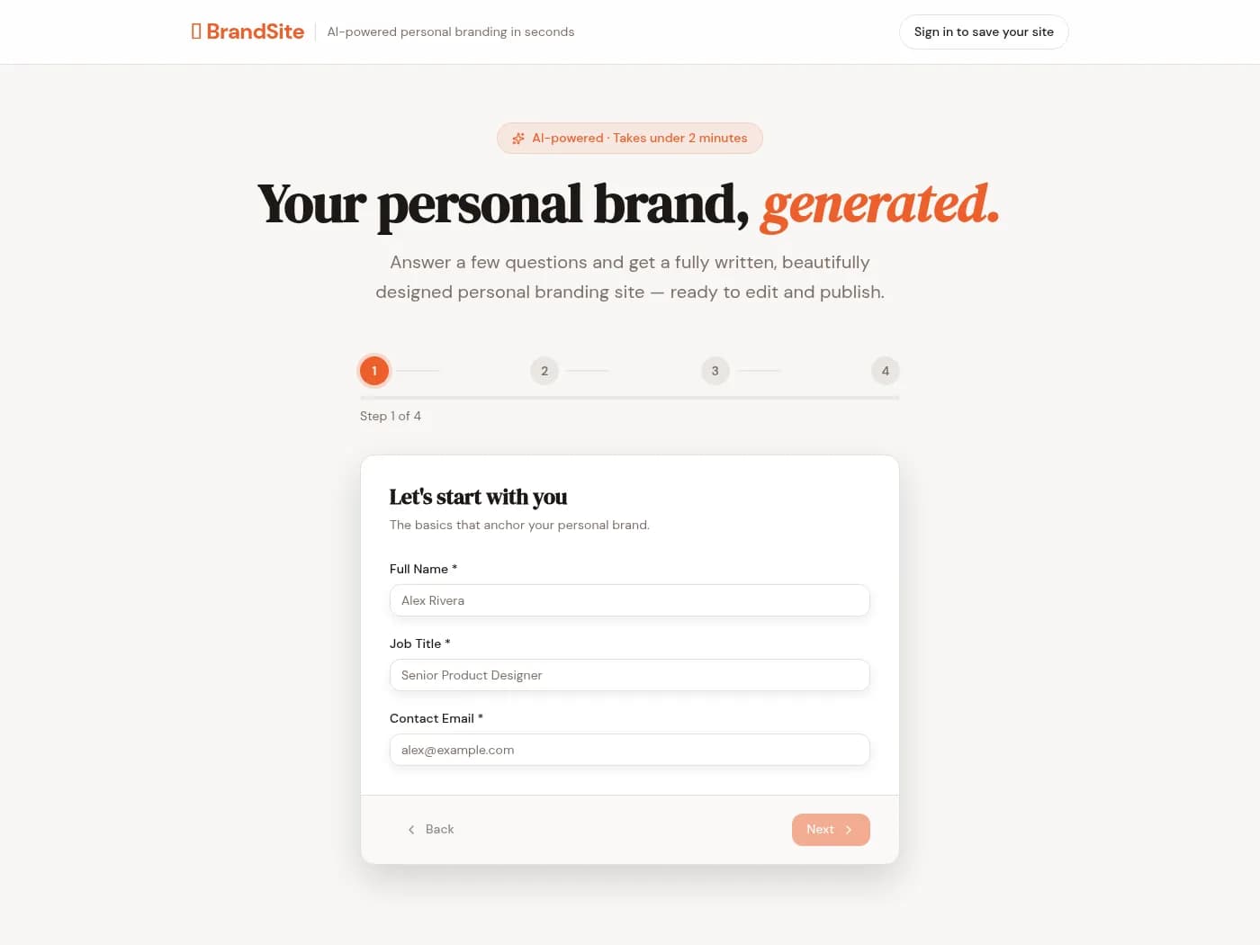 BrandSite AI Generator