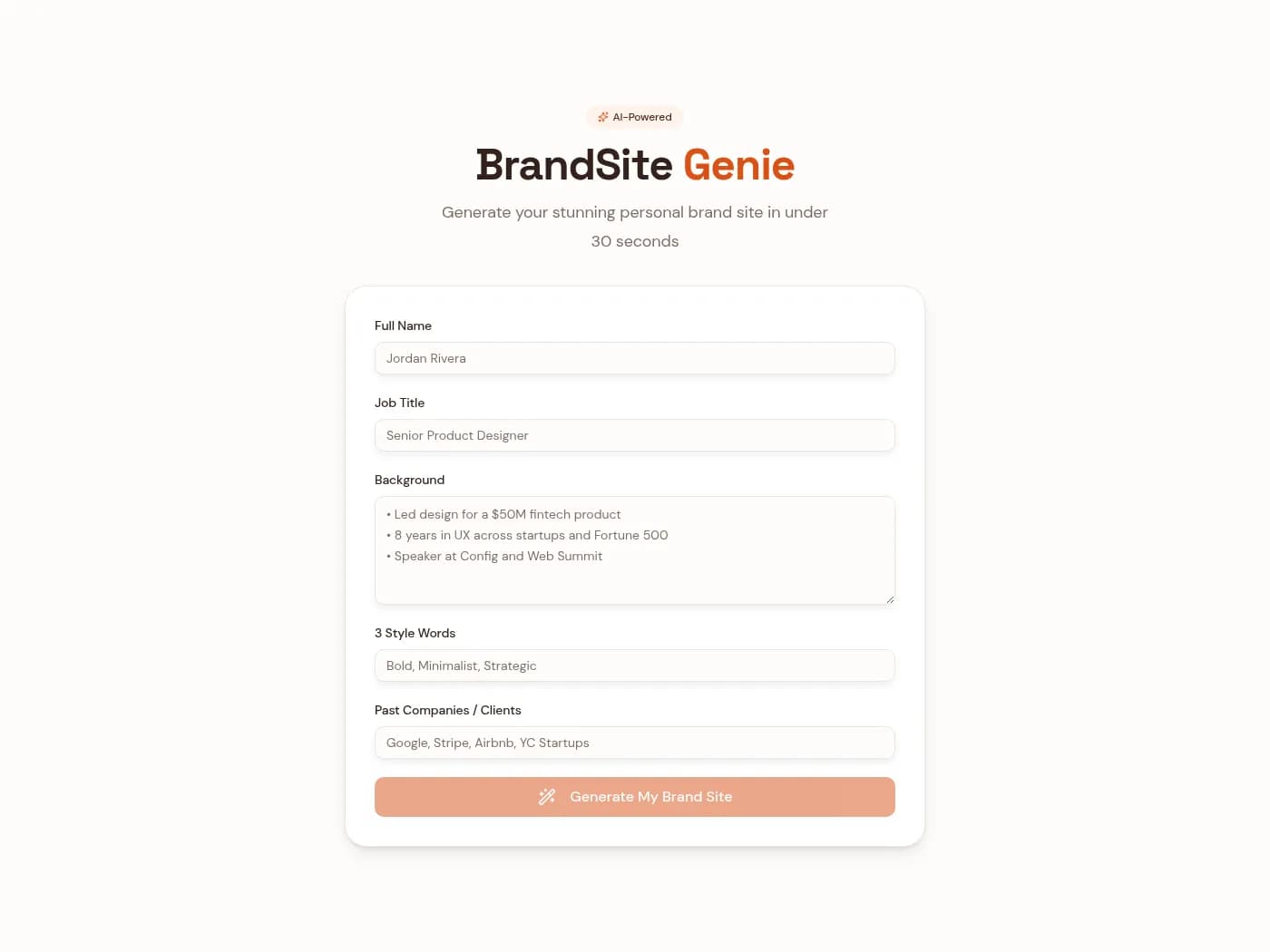 BrandSite Genie