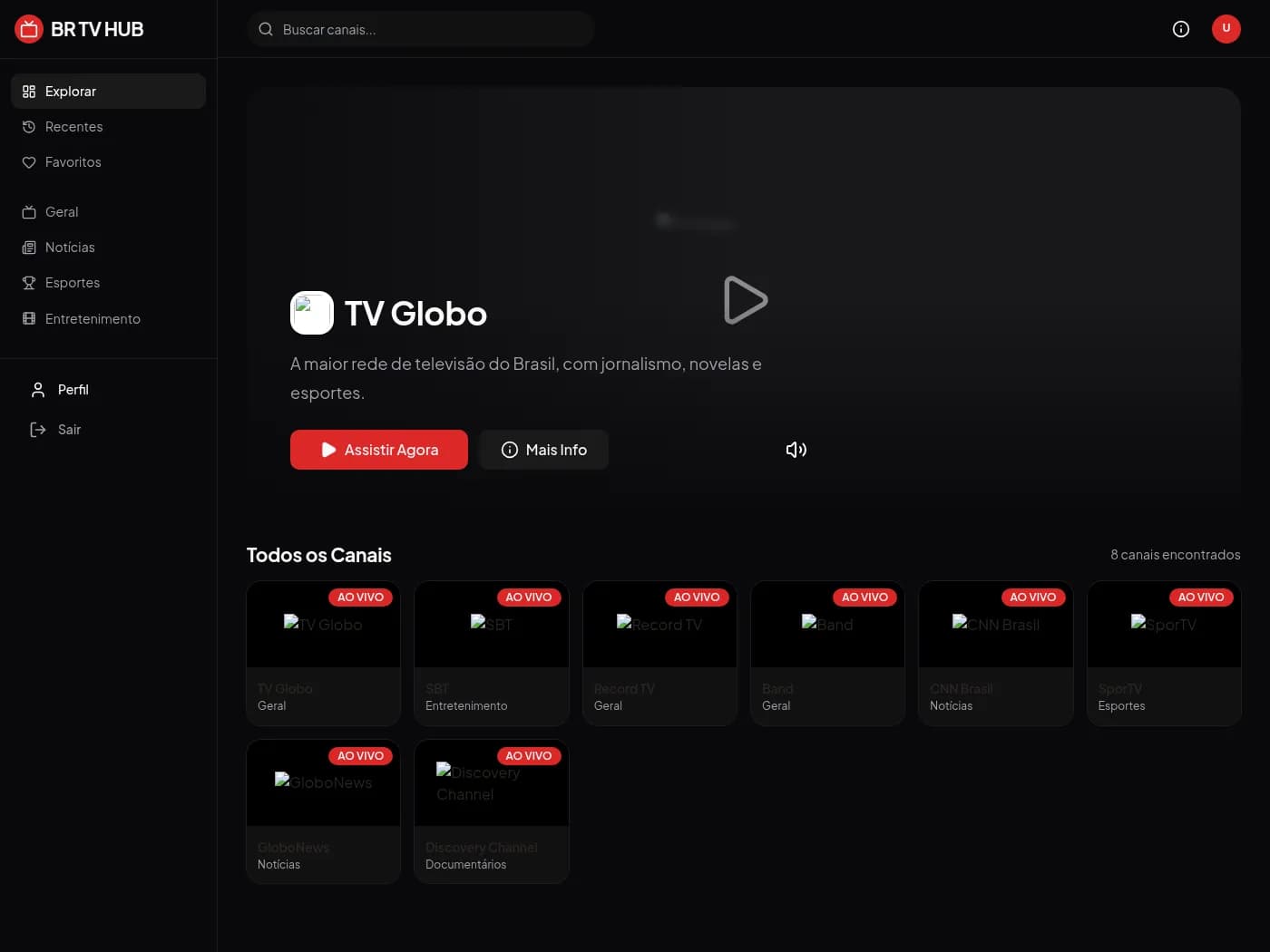 TV Brasil Channels Hub