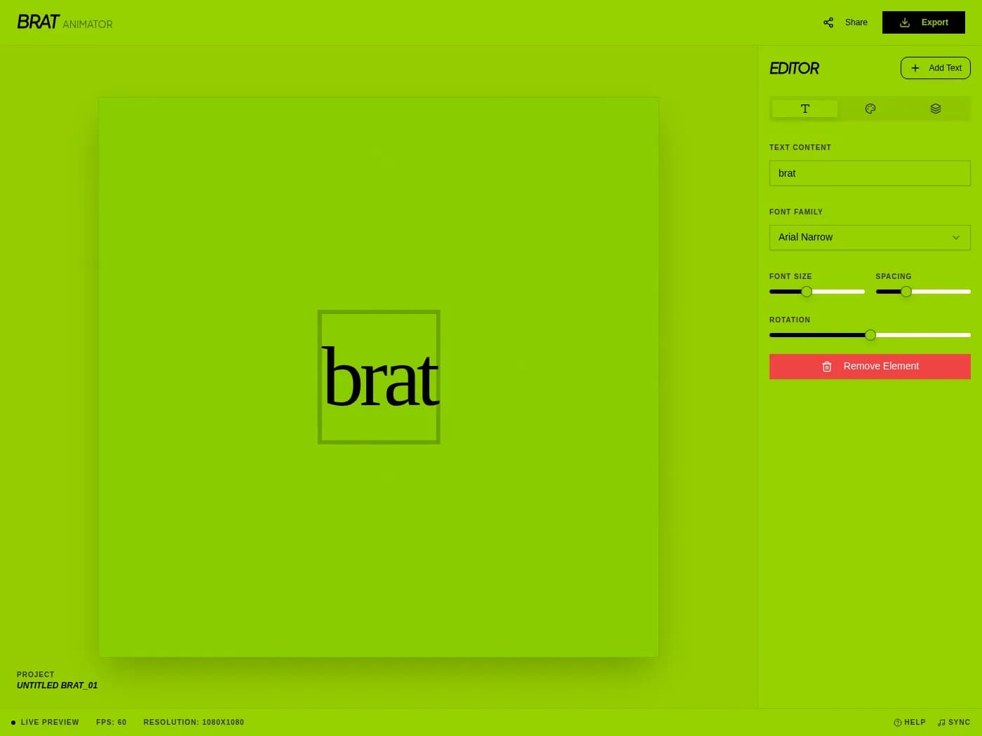 BRAT Text Animator