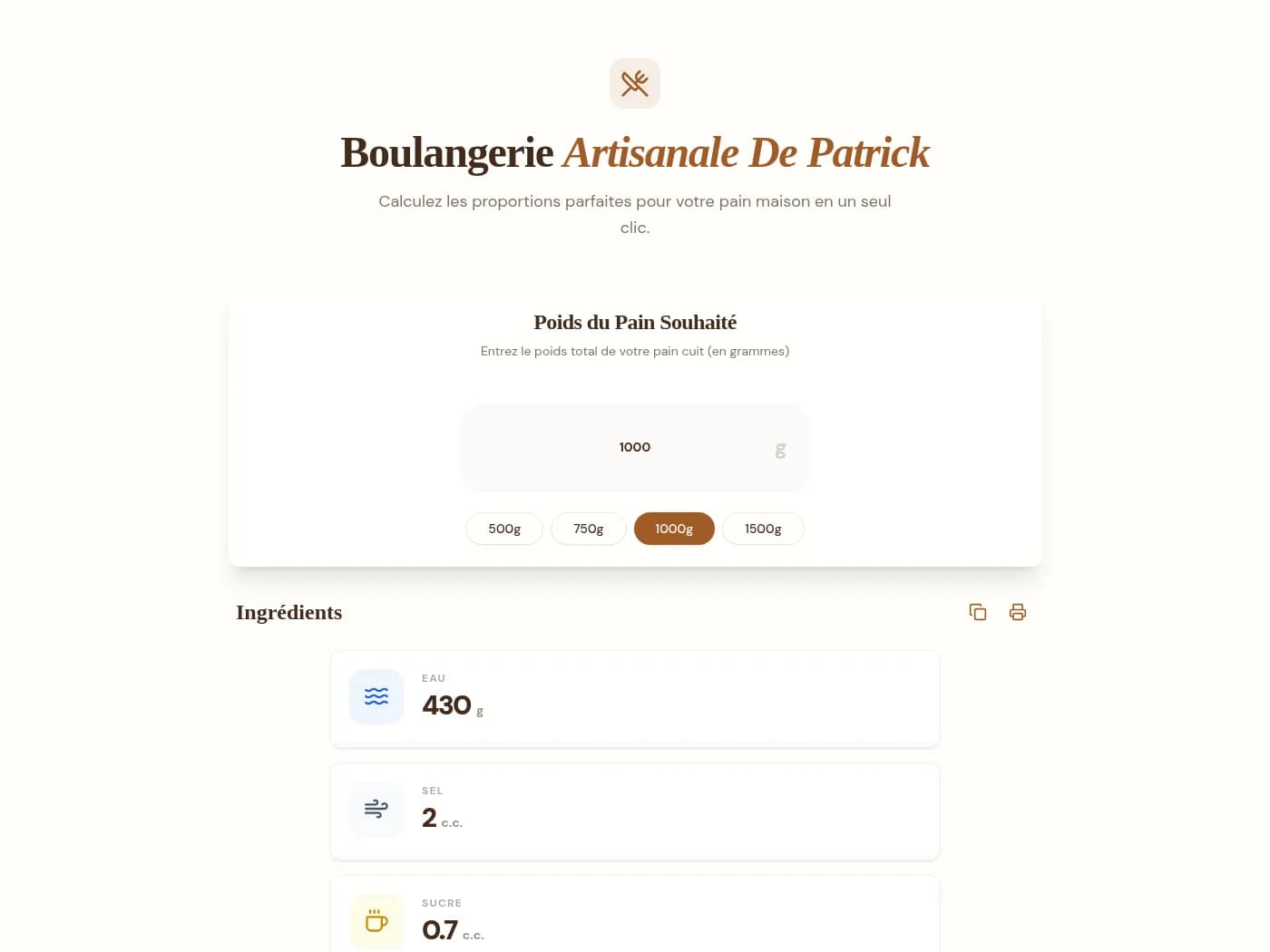 Bread Ingredient Calculator