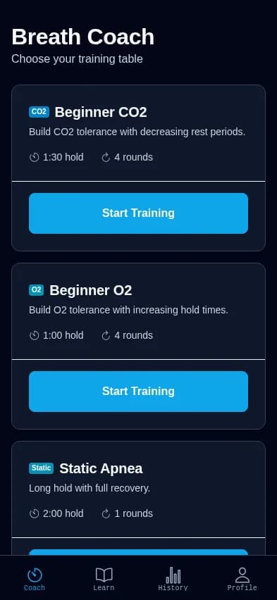 Freedive Breath Coach