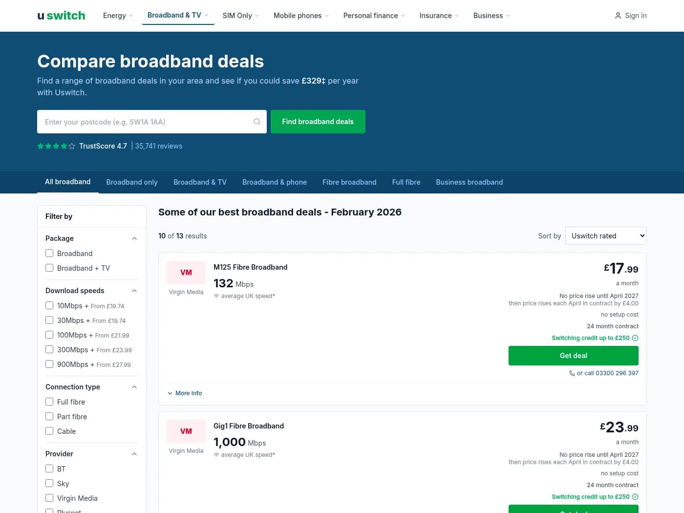 Broadband Comparison Hub