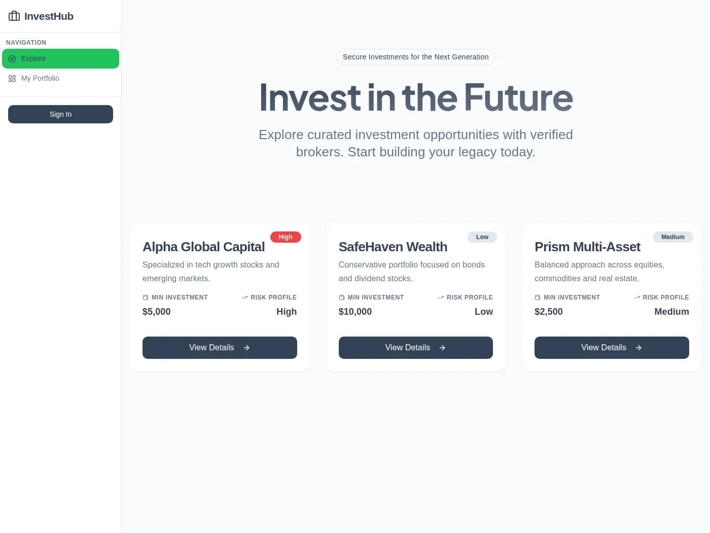 Broker Investment Portal