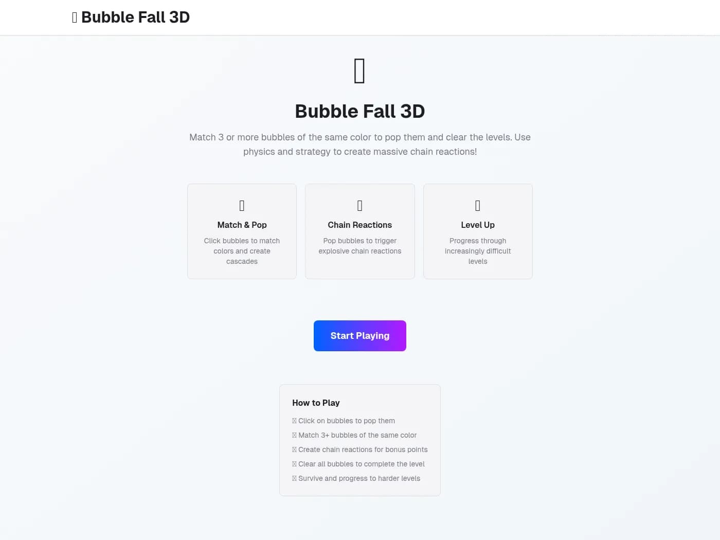 Bubble Fall 3D Clone
